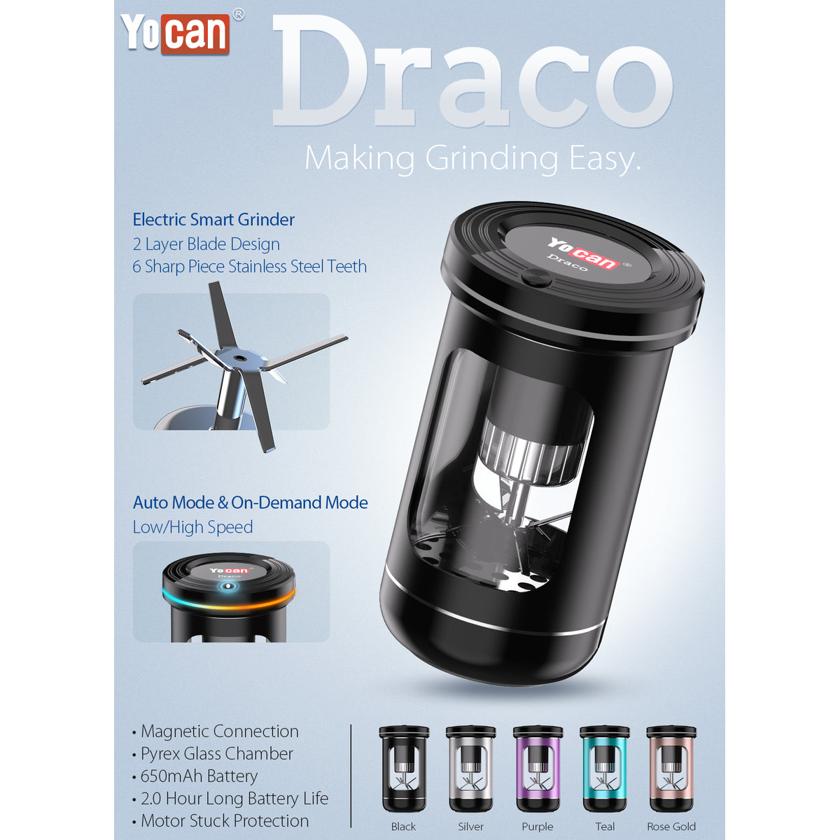 Yocan Draco Electric Smart Grinder | Lighter USA