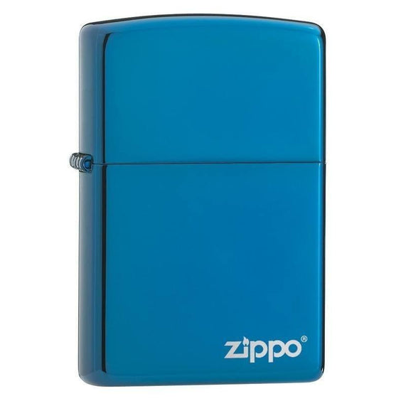 Zippo Lighter - High Polish Blue Zippo Logo | Lighter USA