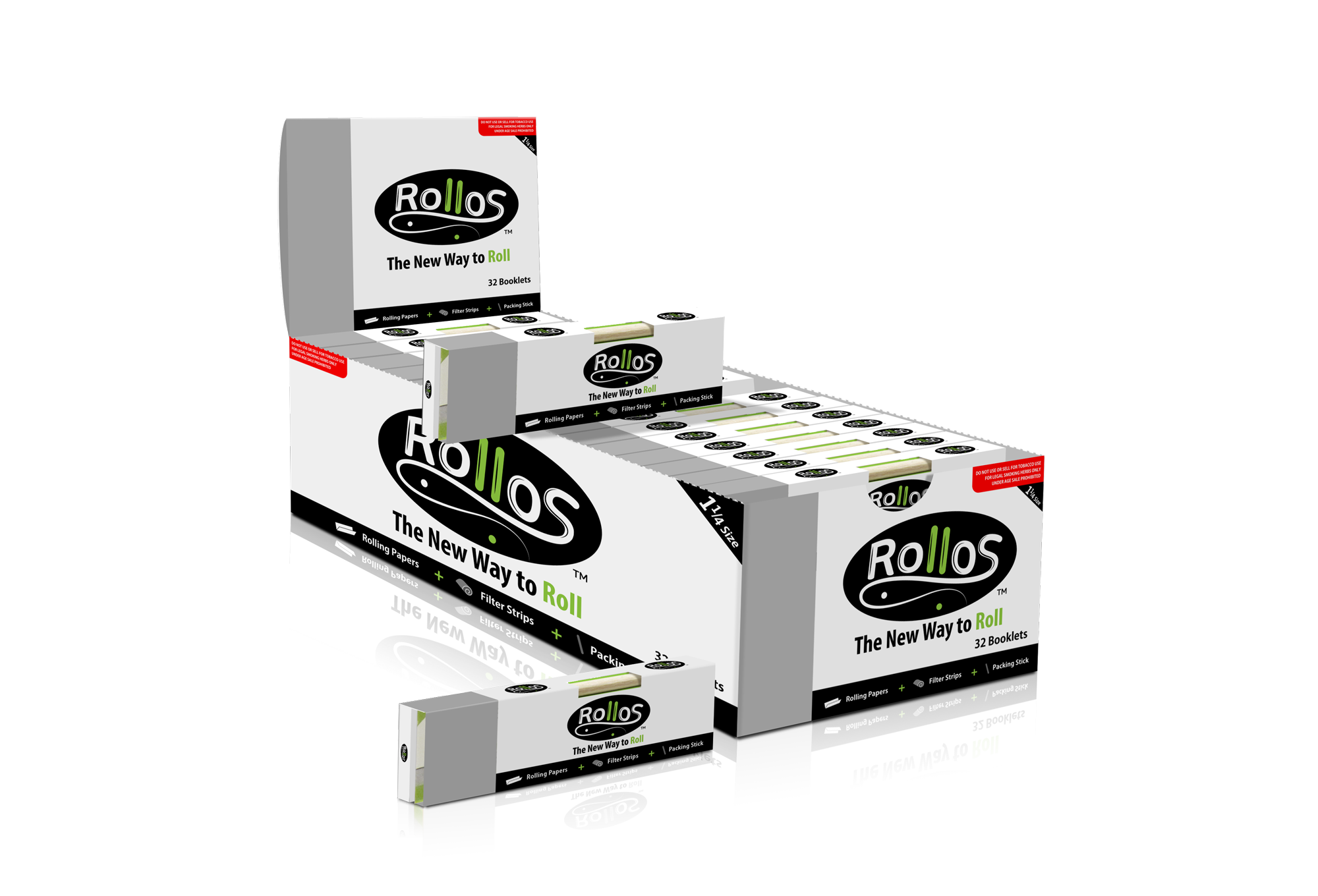 Rollos 1-1/4 Silver | Rolling Papers | Slow Burning | Lighter USA
